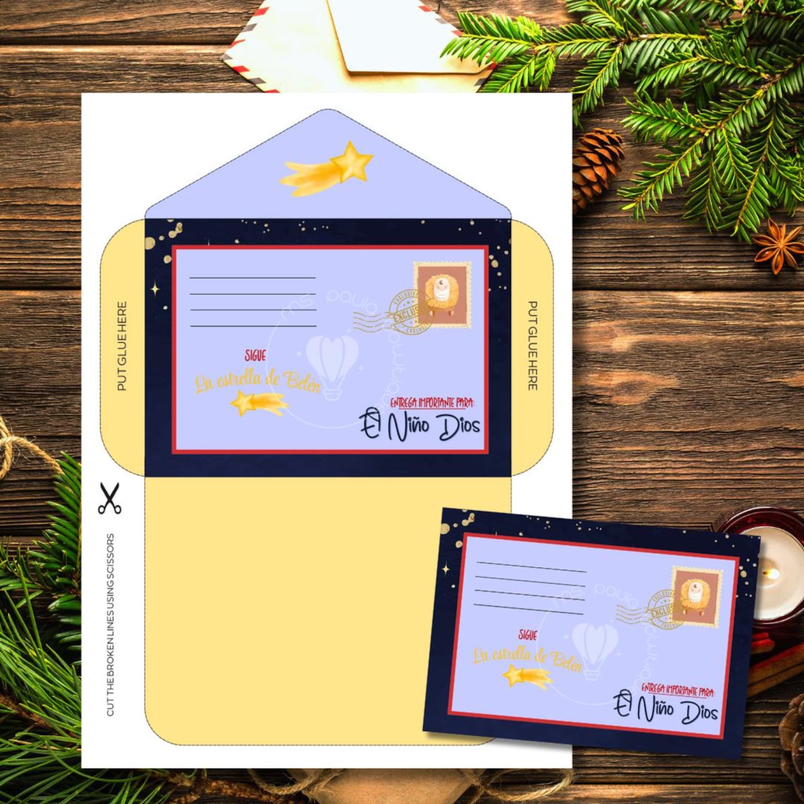 Carta Al Niño Jesus Con Sobre / Carta Al Niño Dios / Descarga ...