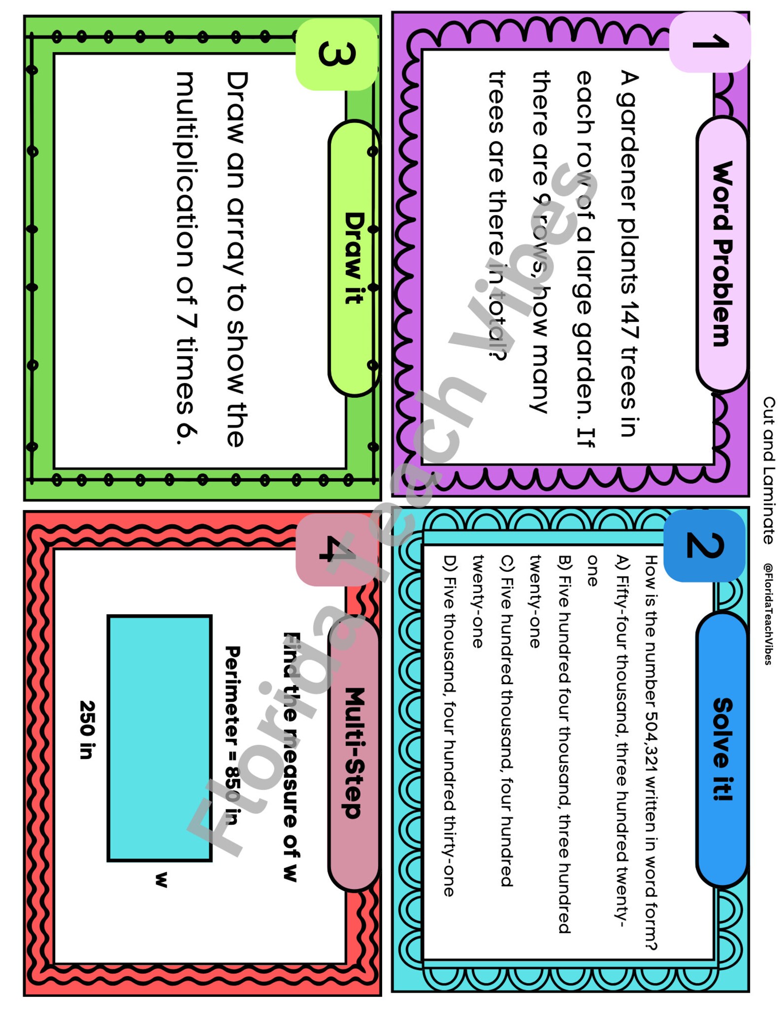 Fourth Grade F.A.S.T. Test Prep: Math Spiral Review ALL STANDARDS Task ...