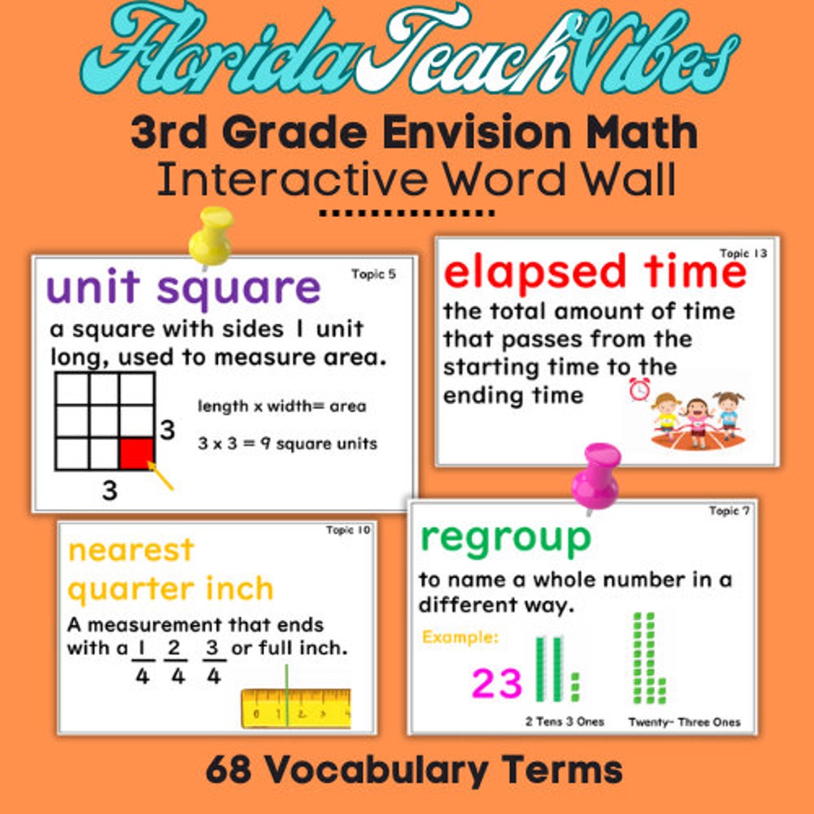 Third Grade Envision Math Word Wall | Build Key Vocabulary - Etsy