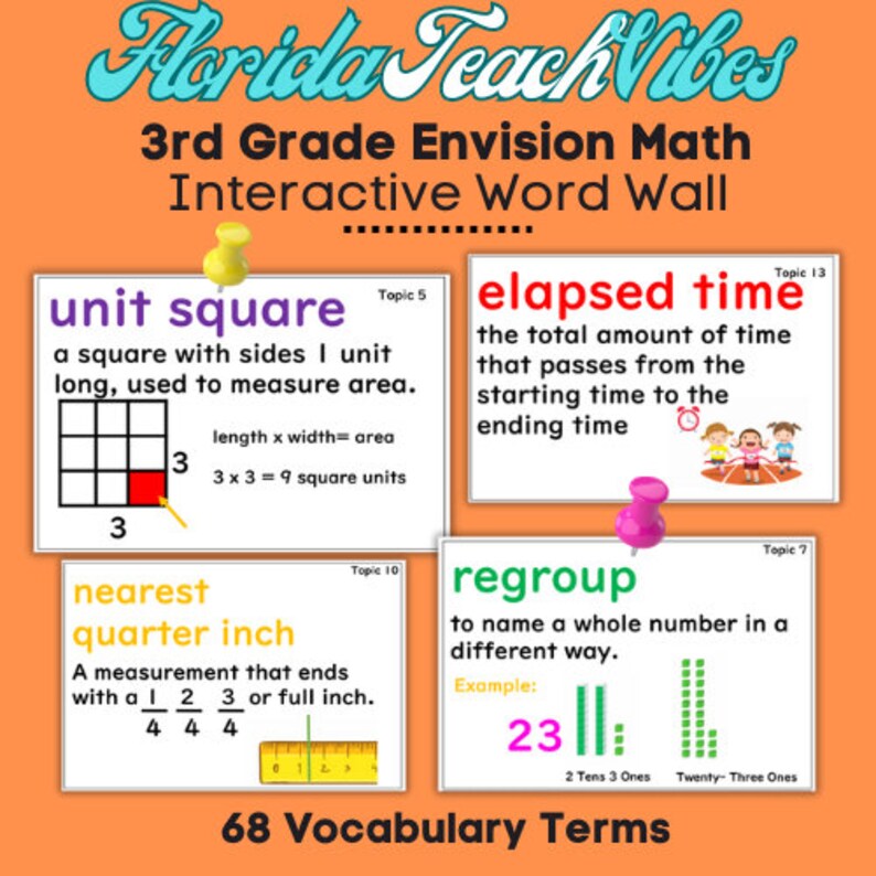Third Grade Envision Math Word Wall | Build Key Vocabulary - Etsy