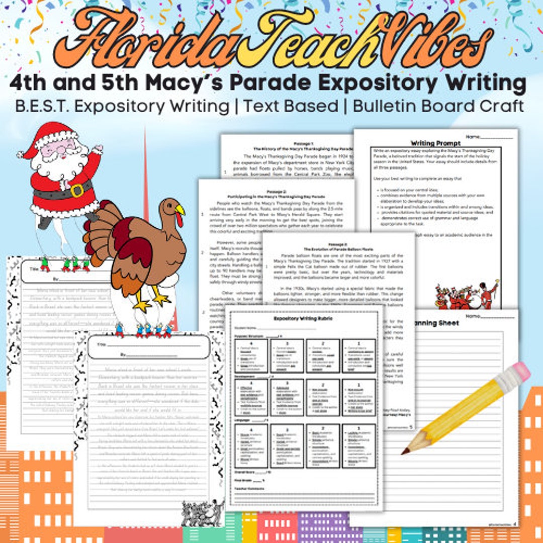 4th and 5th Macy's Parade Expository Essay & Rubric | B.E.S.T. Text ...