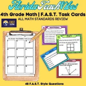 Fourth Grade F.A.S.T. Test Prep: Math Spiral Review ALL STANDARDS Task ...