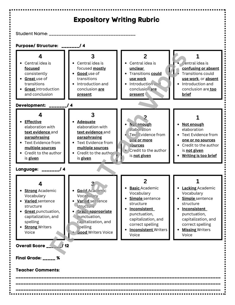 4th and 5th Back to School Expository Essay & Rubric B.E.S.T. Text ...