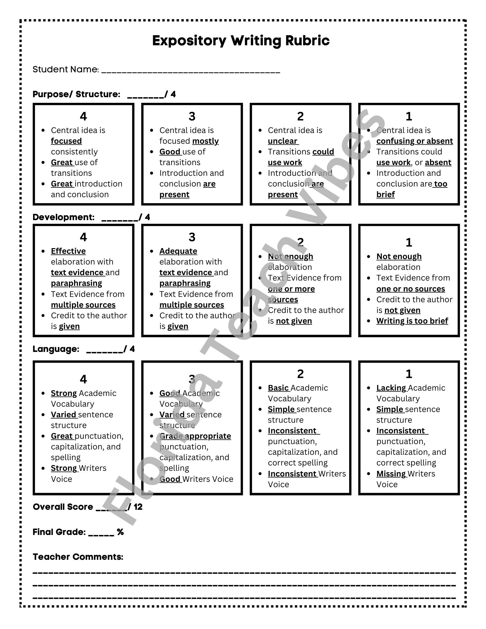 4th and 5th Back to School Expository Essay & Rubric B.E.S.T. Text ...