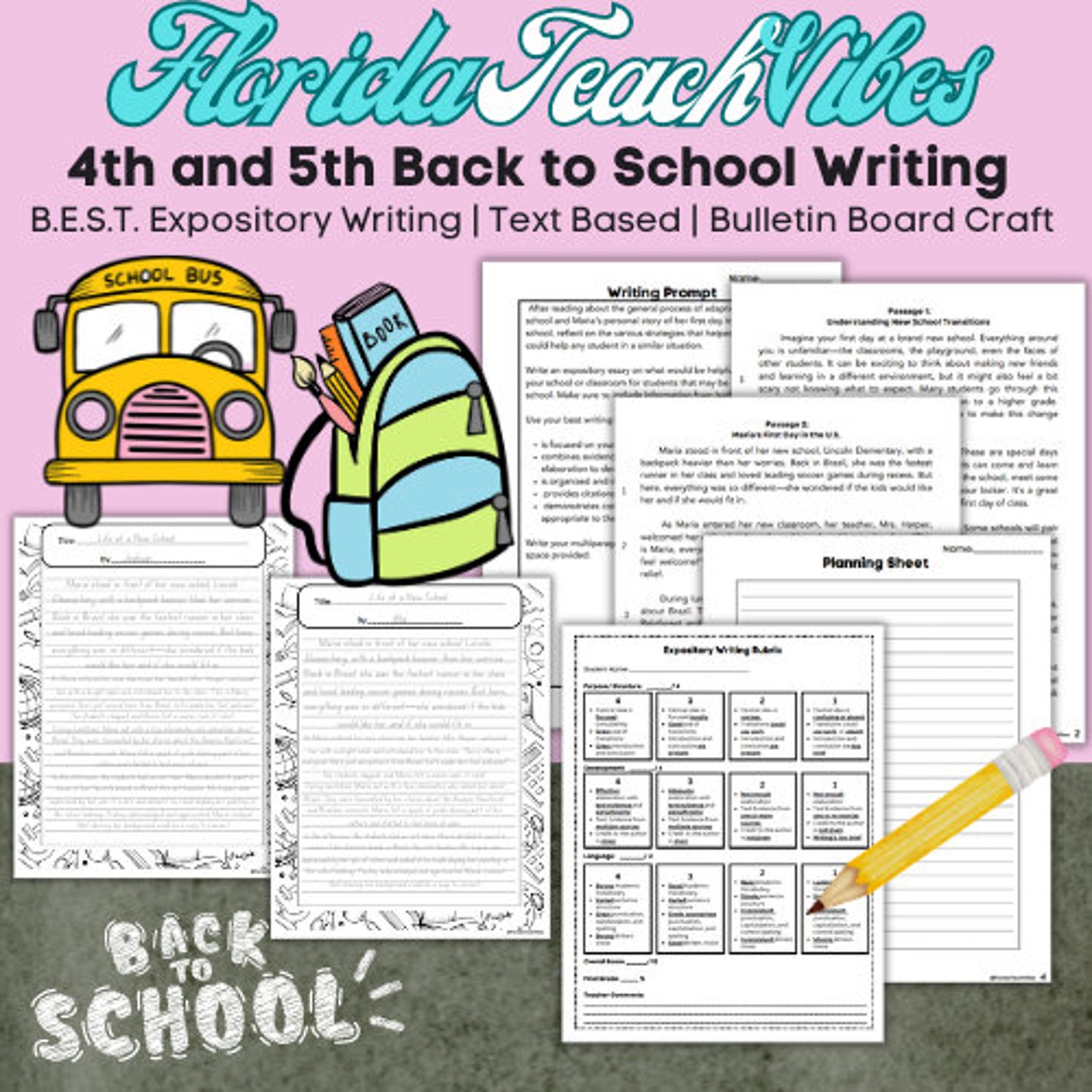 4th and 5th Back to School Expository Essay & Rubric B.E.S.T. Text ...