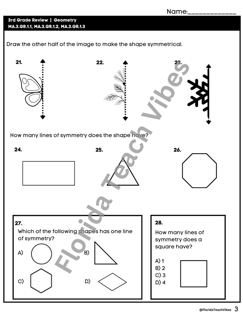 Third Grade BEST Standards | Math Geometry Review | 4th Grade Step UP ...