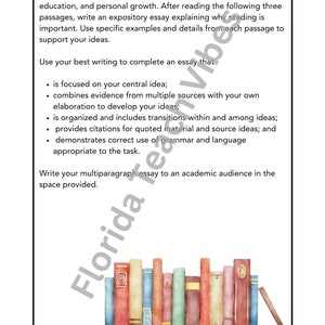 4th and 5th Grade Importance of Reading & Rubric B.E.S.T. Text-based ...