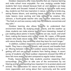 4th and 5th Grade Outdoor Classrooms Essay & Rubric | B.E.S.T. Text ...