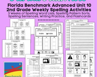 Florida Benchmark Advanced Unit 1 | Second Grade Spelling Weekly ...