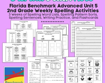 Florida Benchmark Advanced Unit 1 | Second Grade Spelling Weekly ...