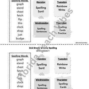 Florida Benchmark Advanced Unit 1 | Second Grade Spelling Weekly ...