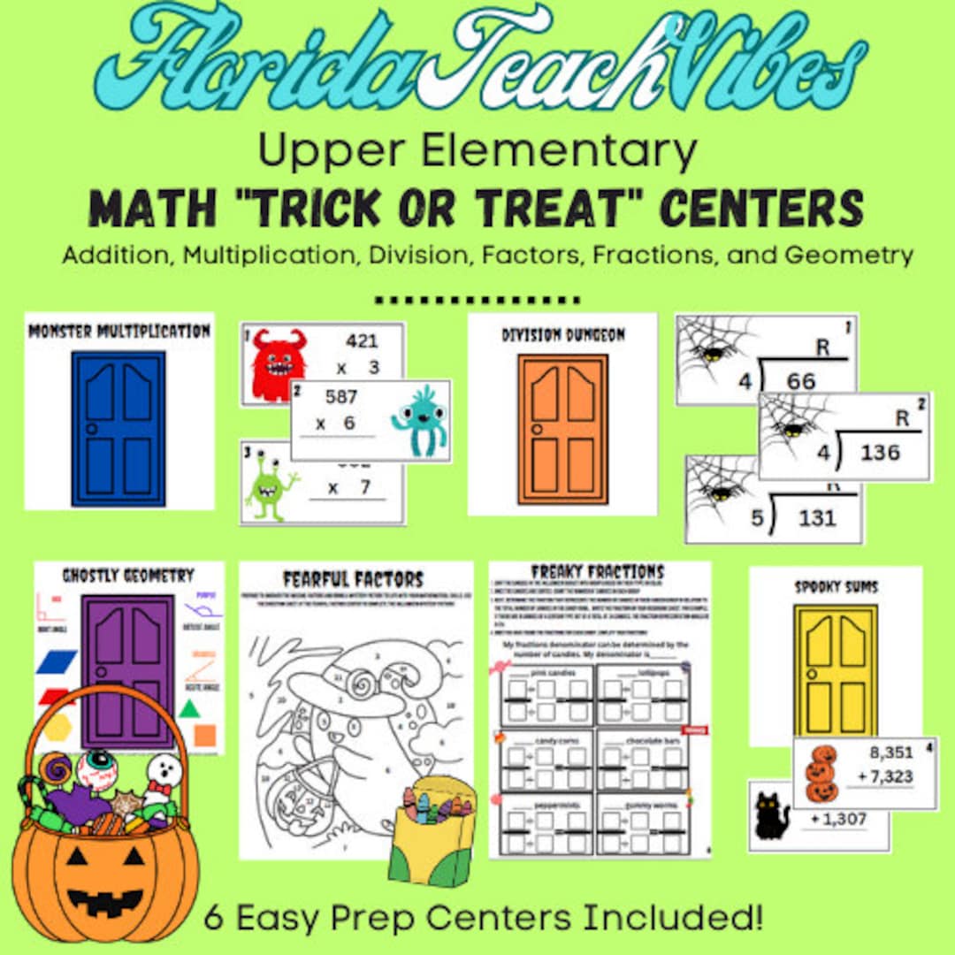 4th Grade and 5th Grade Halloween Math Centers "trick or Treat" EASY ...