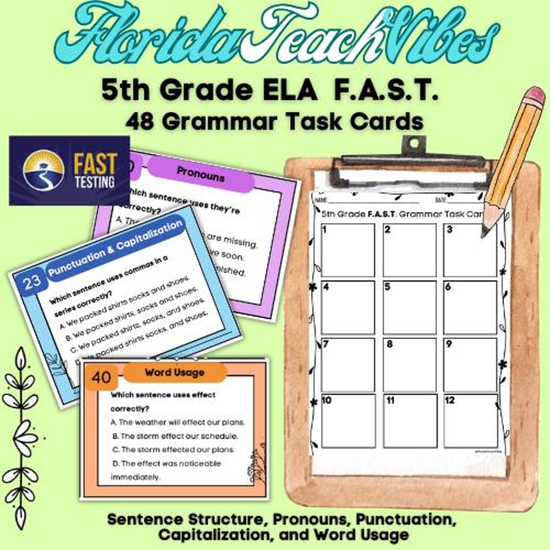 Fifth Grade Grammar Task Cards | Sentence Structure, Pronouns ...