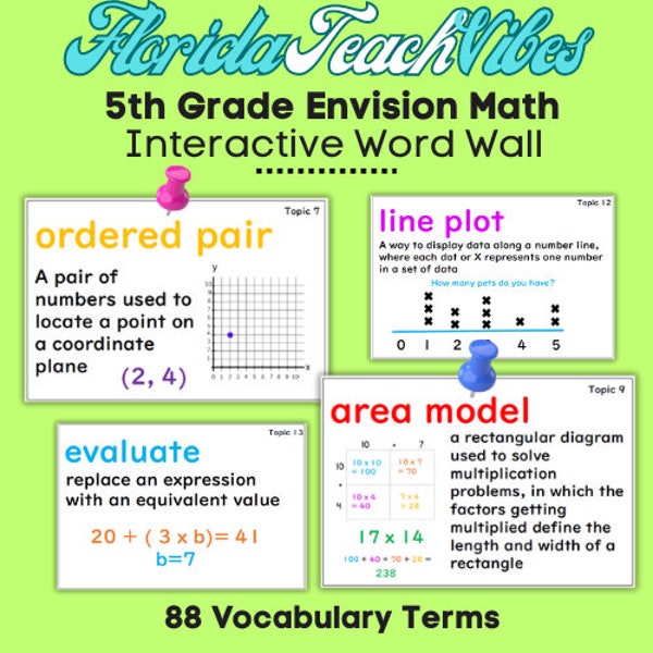 5th Grade Envision Math Word Wall-build Key Vocabulary and Enhance ...