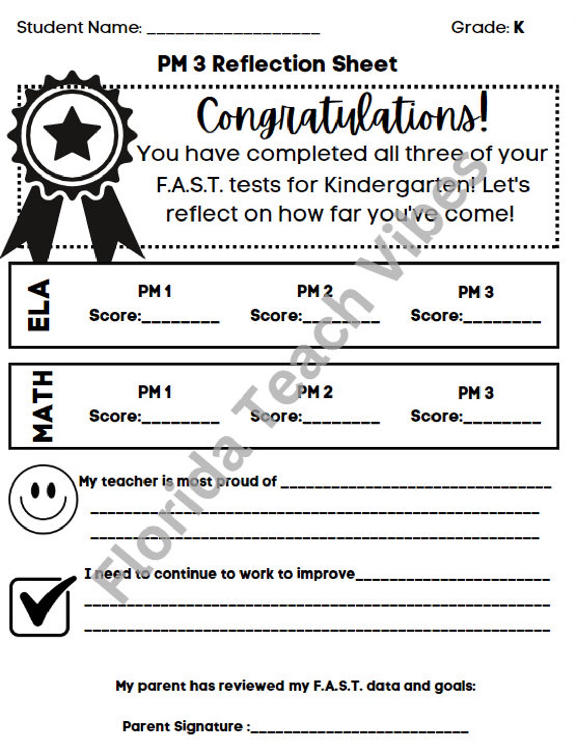 F.A.S.T. K-2 Data Tracking and Goal Setting Sheets for Student Success ...