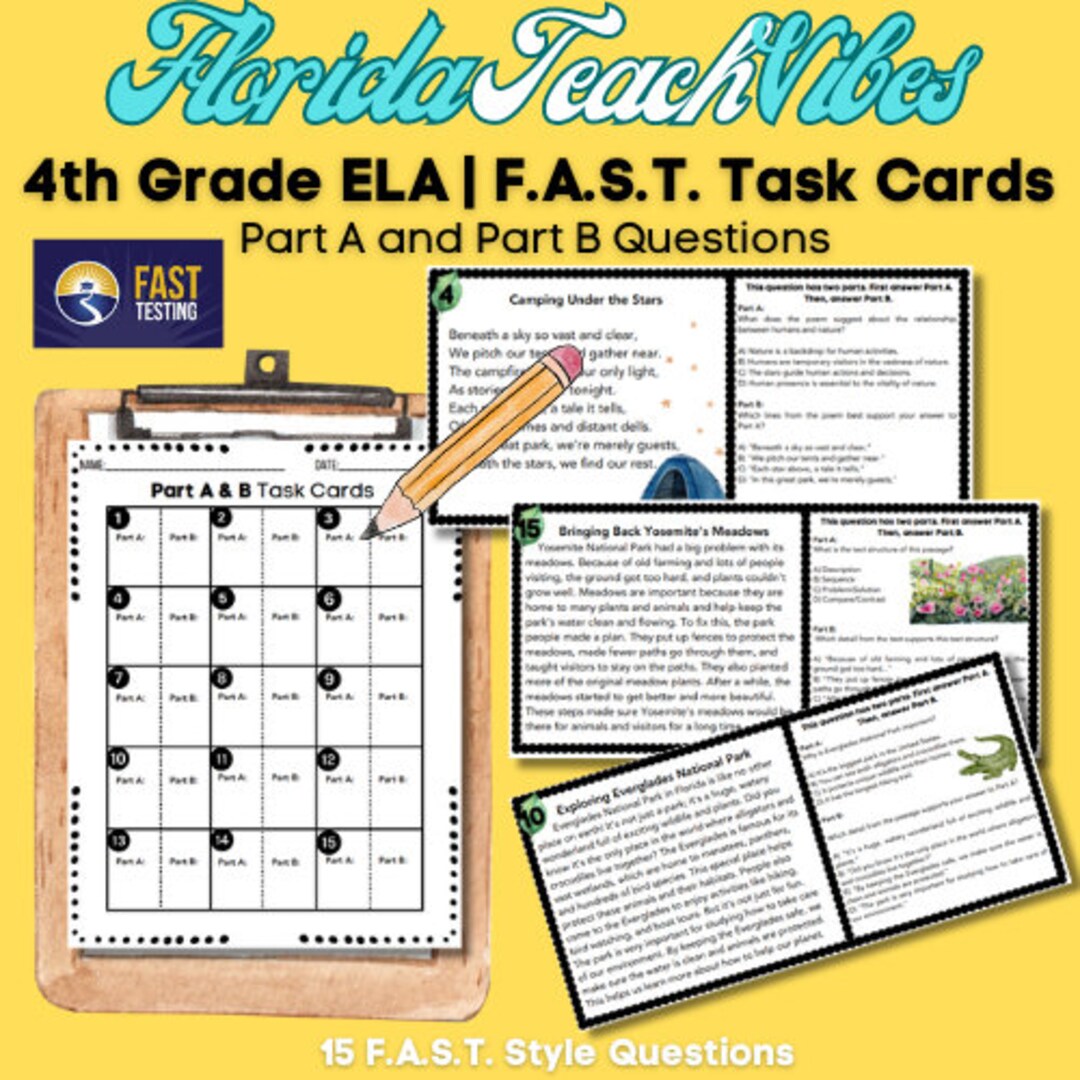 Fourth Grade F.A.S.T. Test Prep: Reading Comp With Text Evidence Task ...