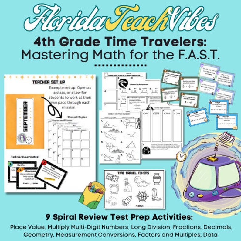 4th Grade Time Travelers | F.A.S.T Test | Spiral Math Review for ...