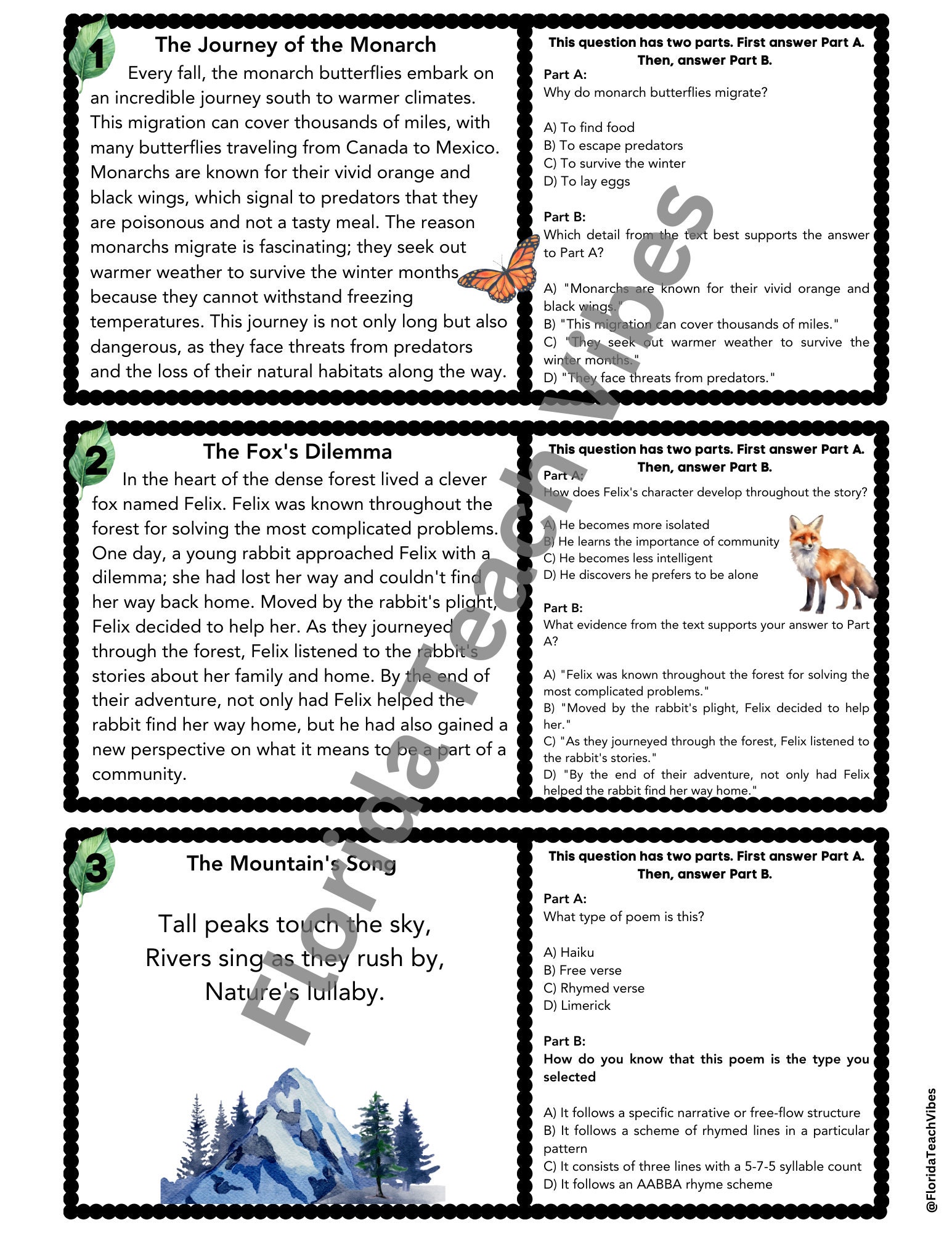 Third Grade F.A.S.T. Test Prep: Reading Comp With Text Evidence Task ...