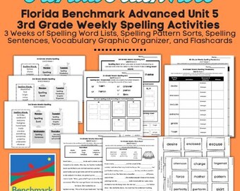 Florida Benchmark Advanced Unit 6 | 5th Grade Spelling Weekly ...