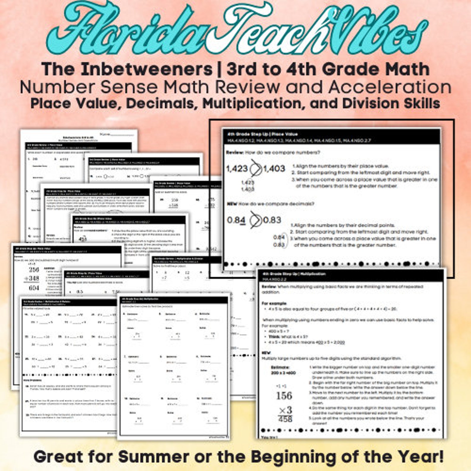 Third Grade BEST Standards | Math Number Sense Review | 4th Grade Step ...