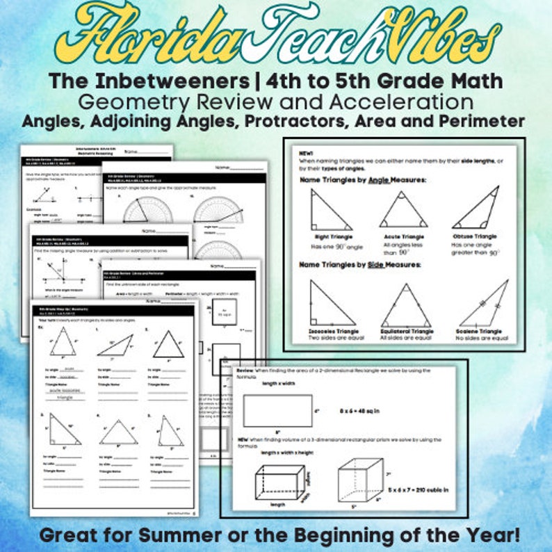 Fourth Grade BEST Standards | Math Geometry Review | 5th Grade Step UP ...
