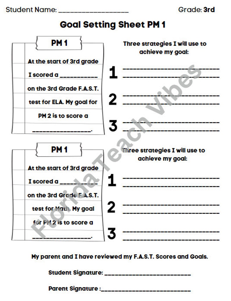 F.A.S.T. Data Tracking and Goal Setting Sheets for Student Success ...