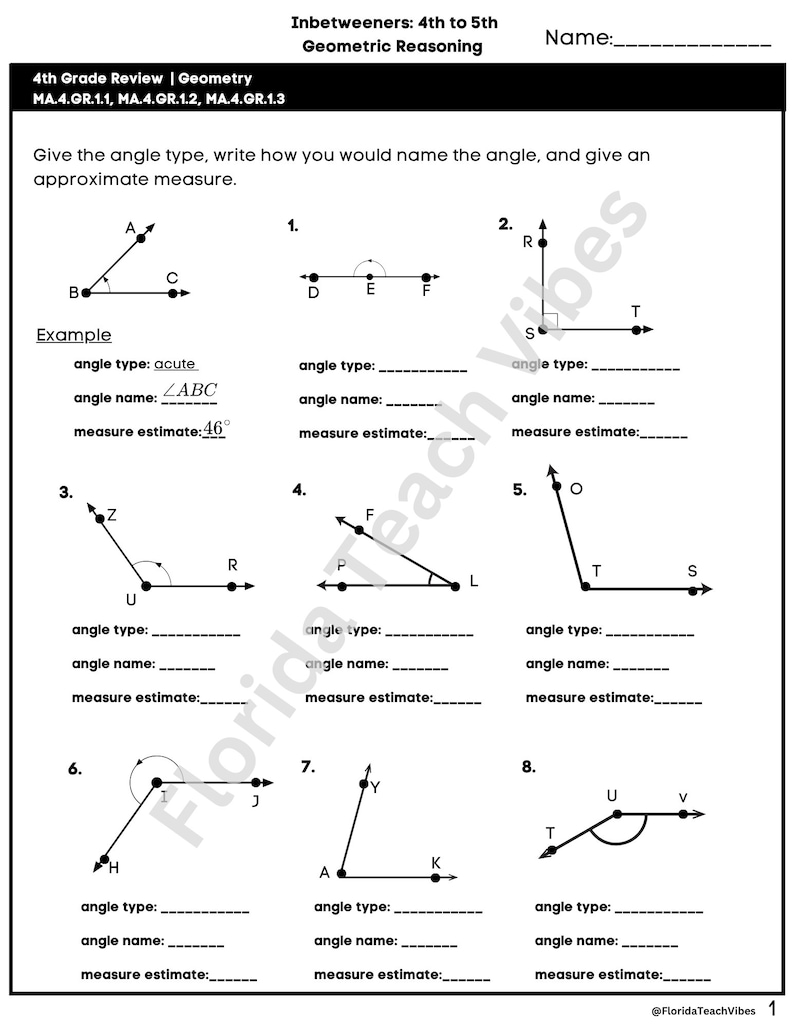 Fourth Grade BEST Standards | Math Geometry Review | 5th Grade Step UP ...