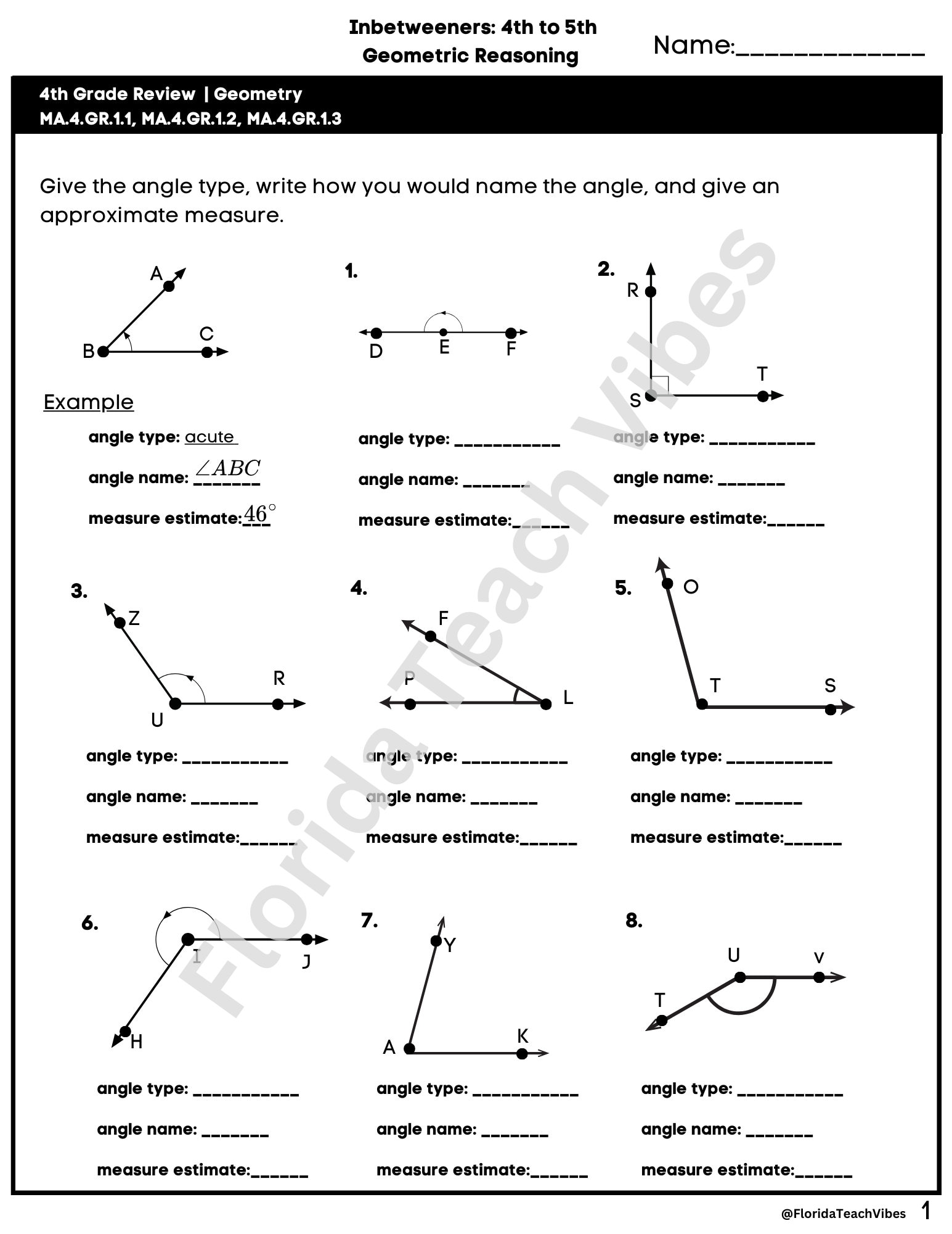 Fourth Grade BEST Standards | Math Geometry Review | 5th Grade Step UP ...