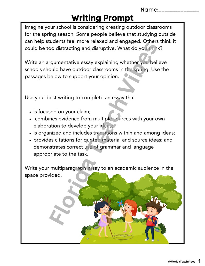 4th and 5th Grade Outdoor Classrooms Essay & Rubric | B.E.S.T. Text ...