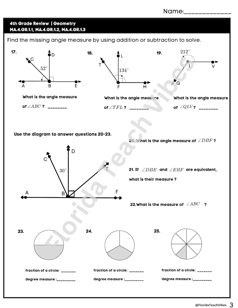 Fourth Grade BEST Standards | Math Geometry Review | 5th Grade Step UP ...