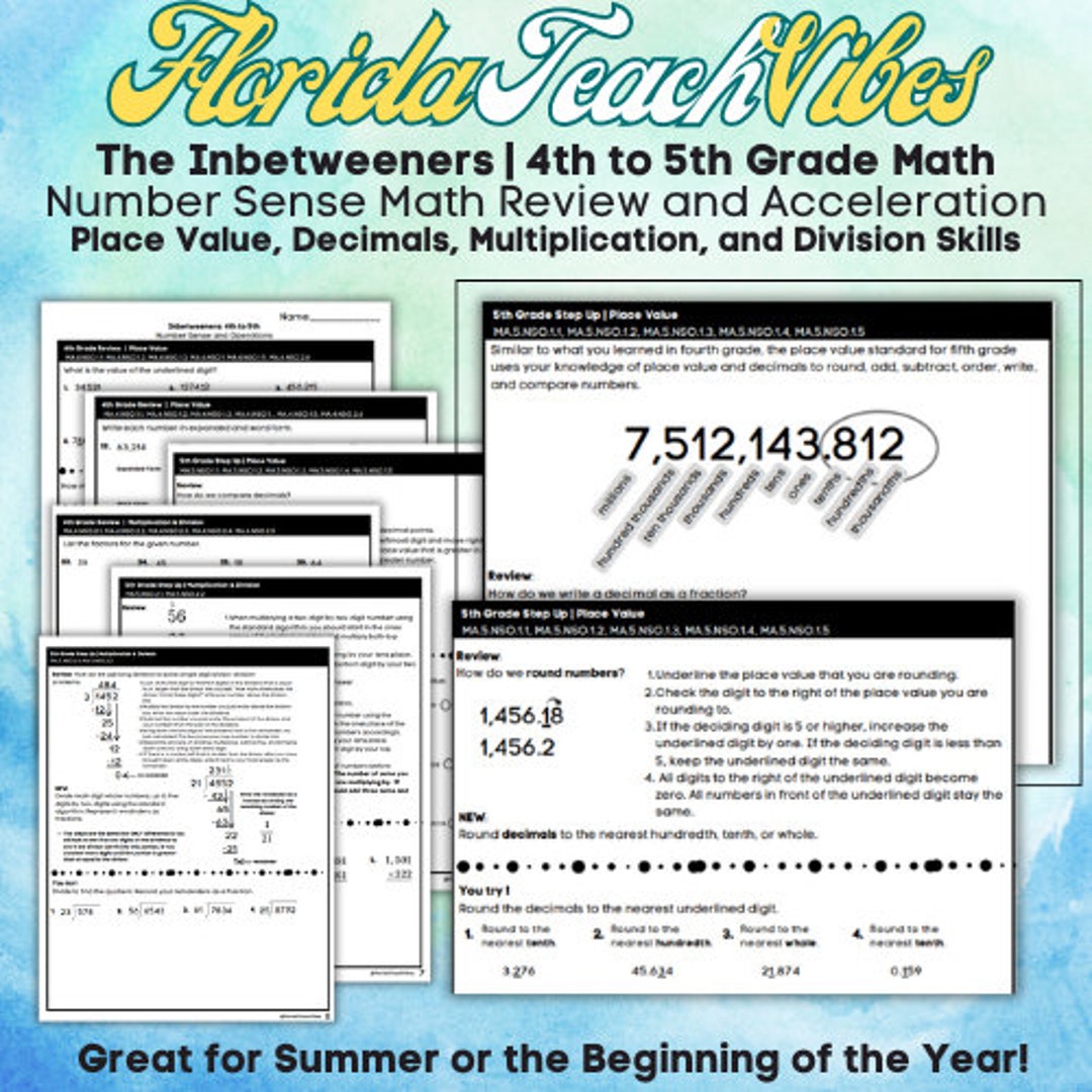 Fourth Grade BEST Standards | Math Number Sense Review | 5th Grade Step ...