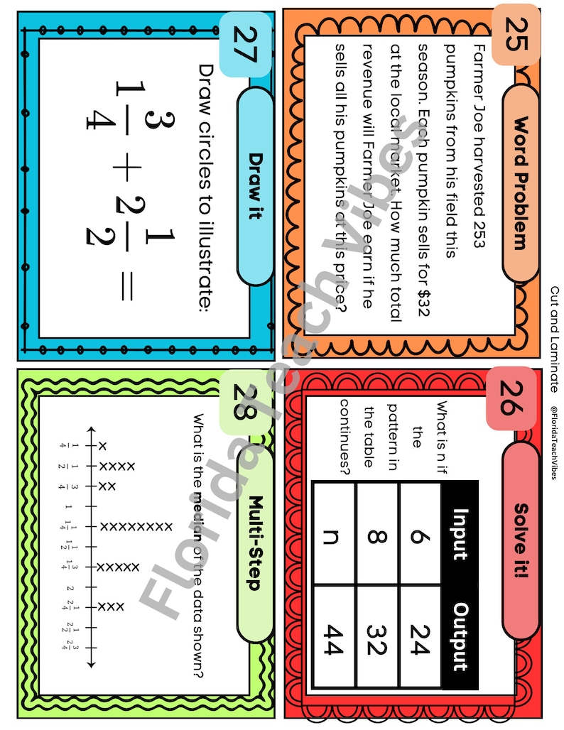 Fifth Grade F.A.S.T. Test Prep: Math Spiral Review ALL STANDARDS Task ...