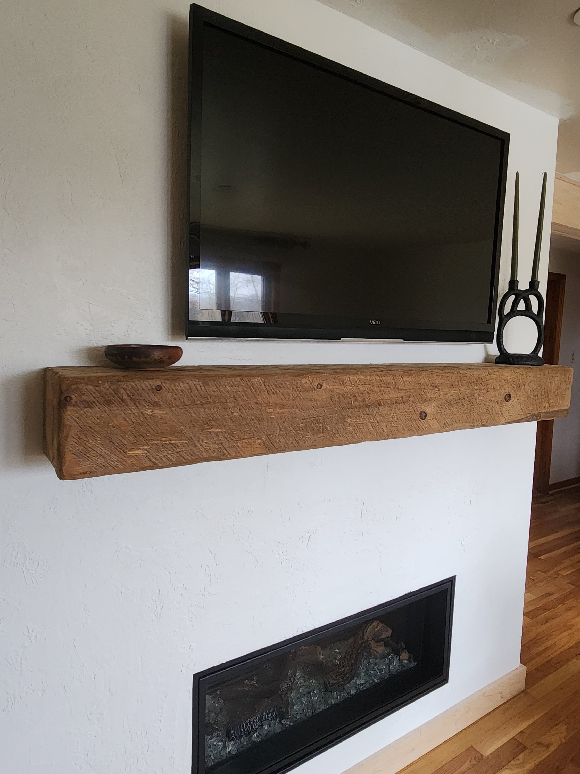 8 X 8 Floating Fireplace Mantel Shelf Rustic Hand Hewn Barn Beam ...