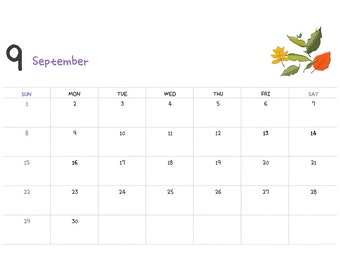 September 2022 Digital Calendar Design - Etsy