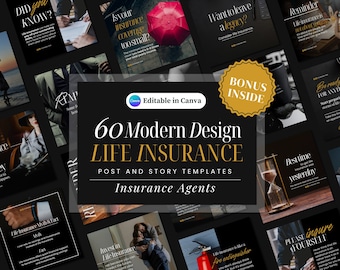 Life Insurance Agent Social Media Canva Template Package, Editable ...