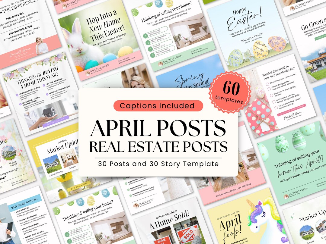 April Real Estate Social Media Template, Real Estate Easter Realtor ...