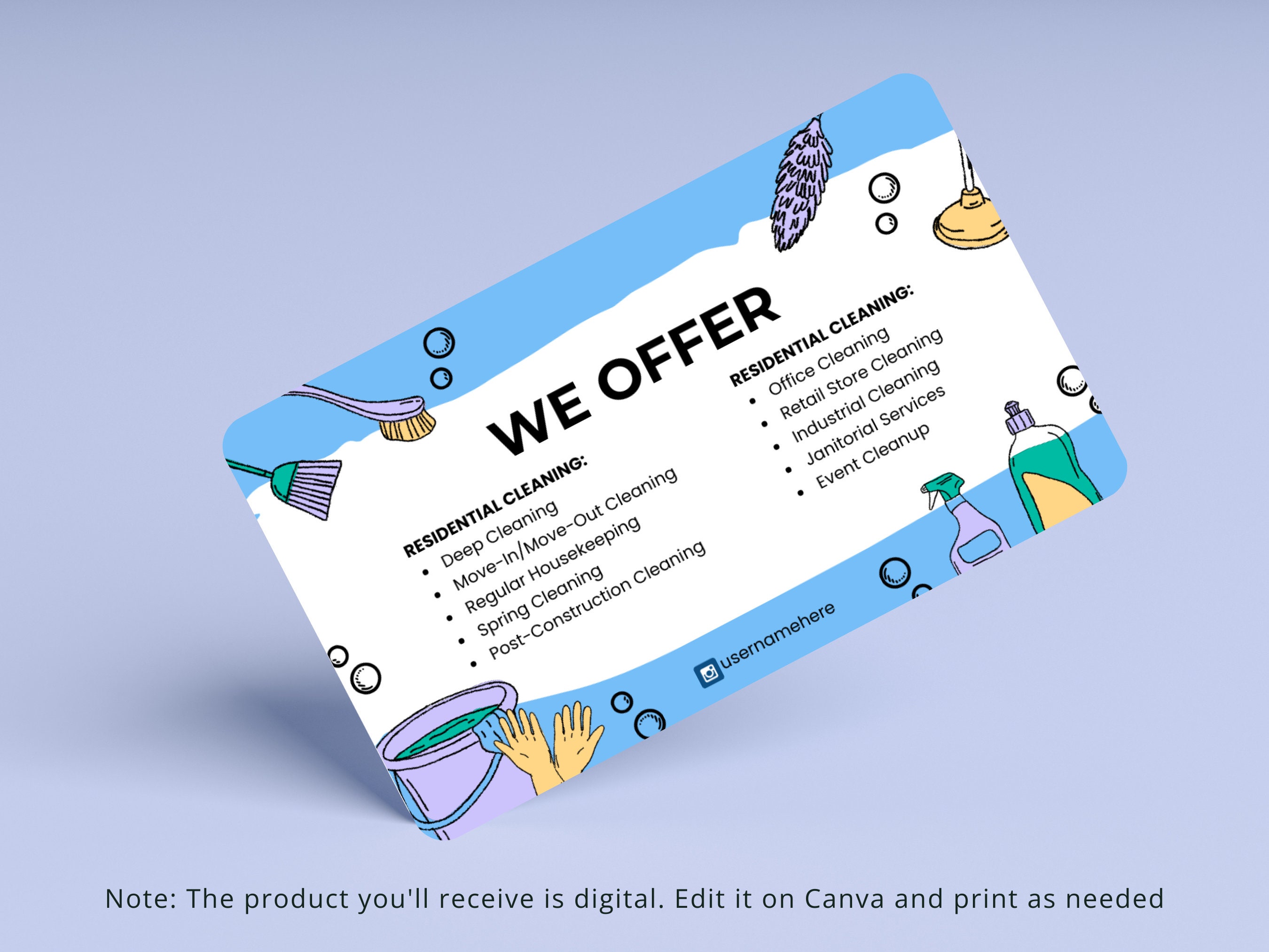 Professional Commercial Cleaning Business Card Template, Modern ...