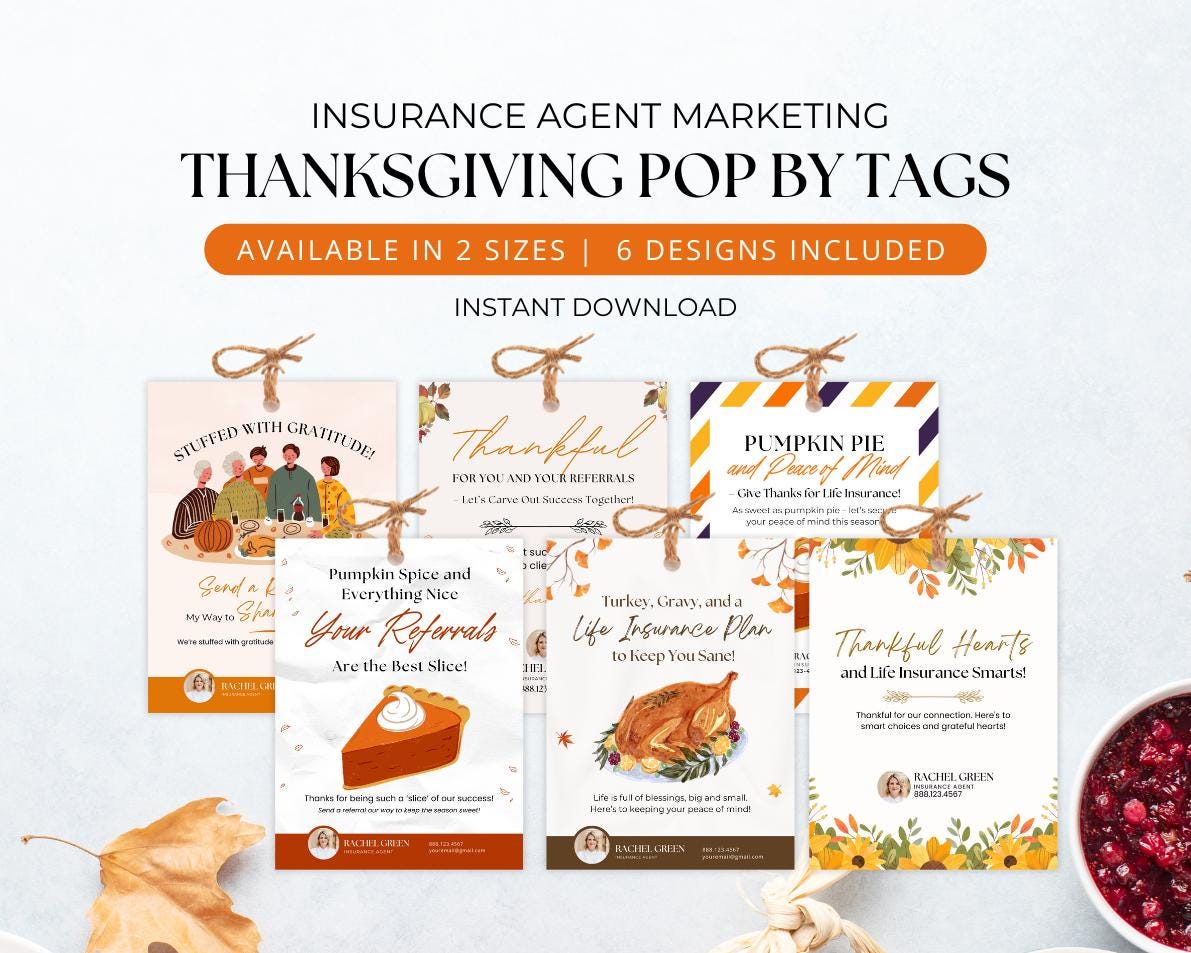 Thanksgiving Insurance Marketing Gift Tag Your Neighborhood Life ...