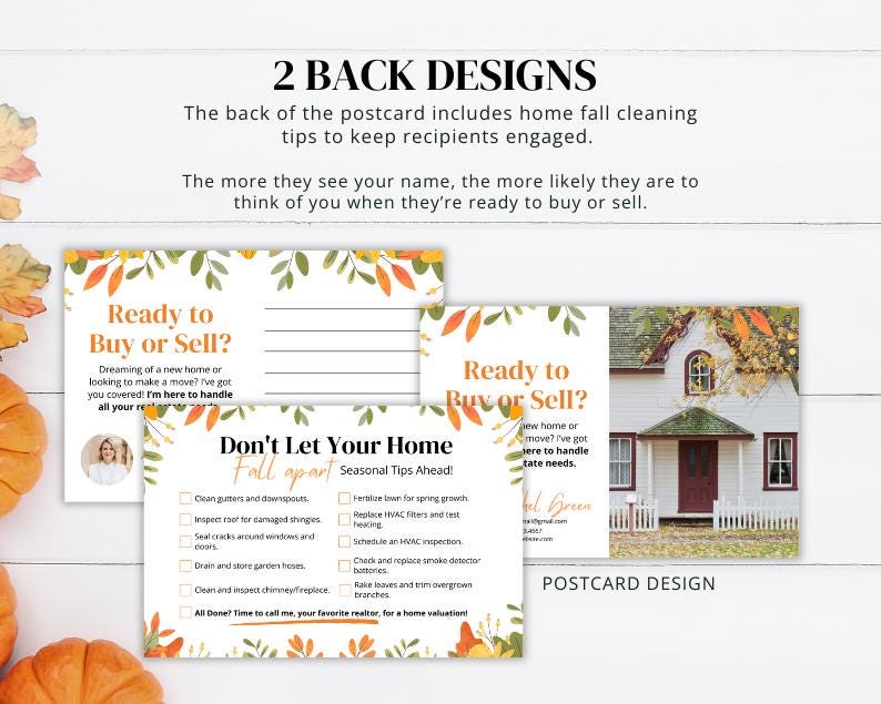 Fall Postcard Marketing for Real Estate, Fall Seasonal Mailer ...