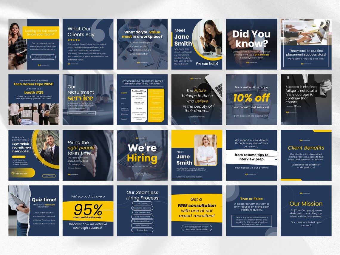 Recruitment Service Canva Instagram Post Template Recruitment Agency ...