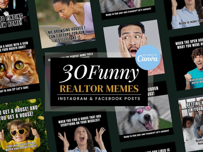 Real Estate Funny Memes Post Canva Template, Fun Realtor Social Media ...