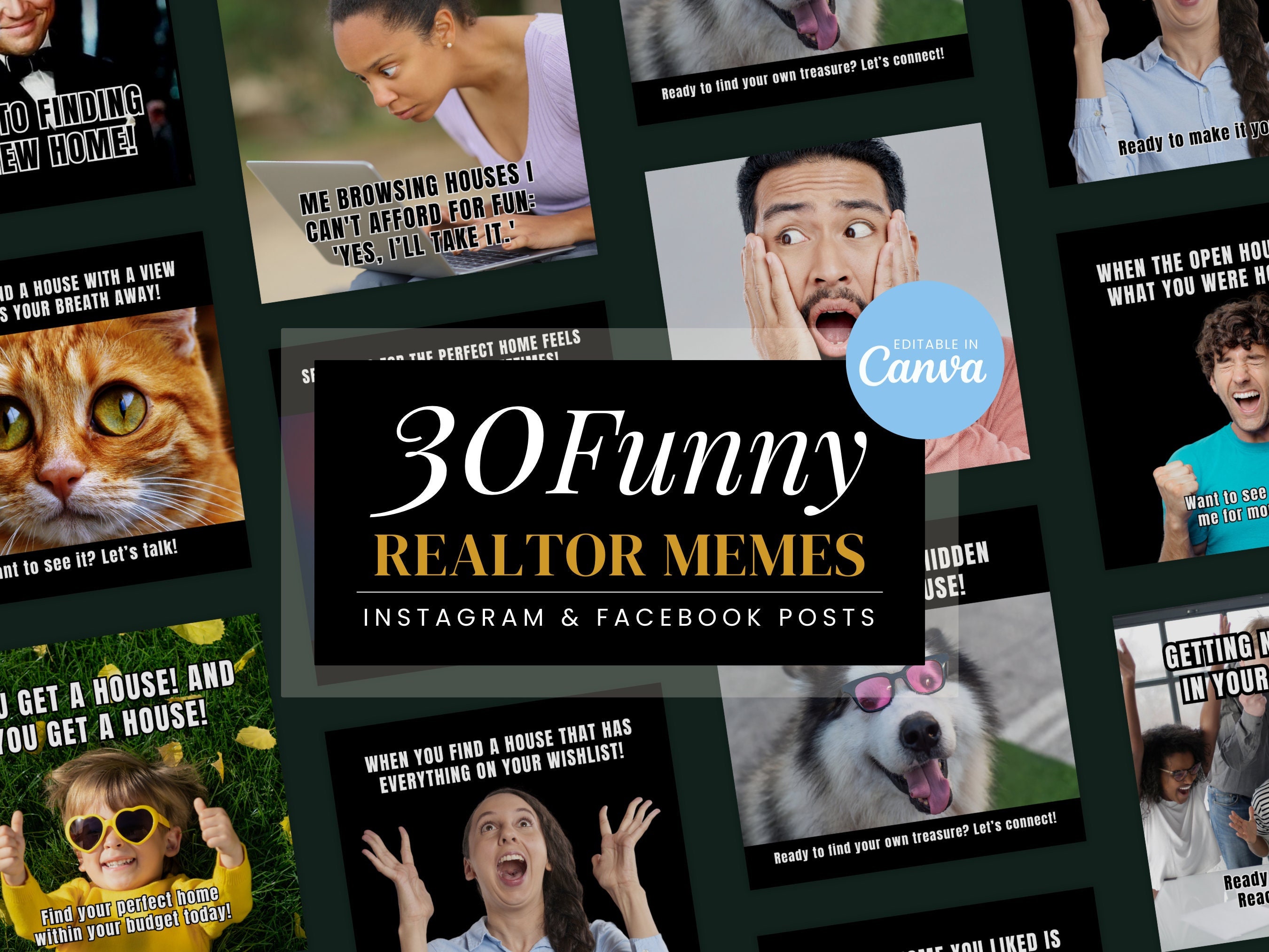 Real Estate Funny Memes Post Canva Template, Fun Realtor Social Media ...