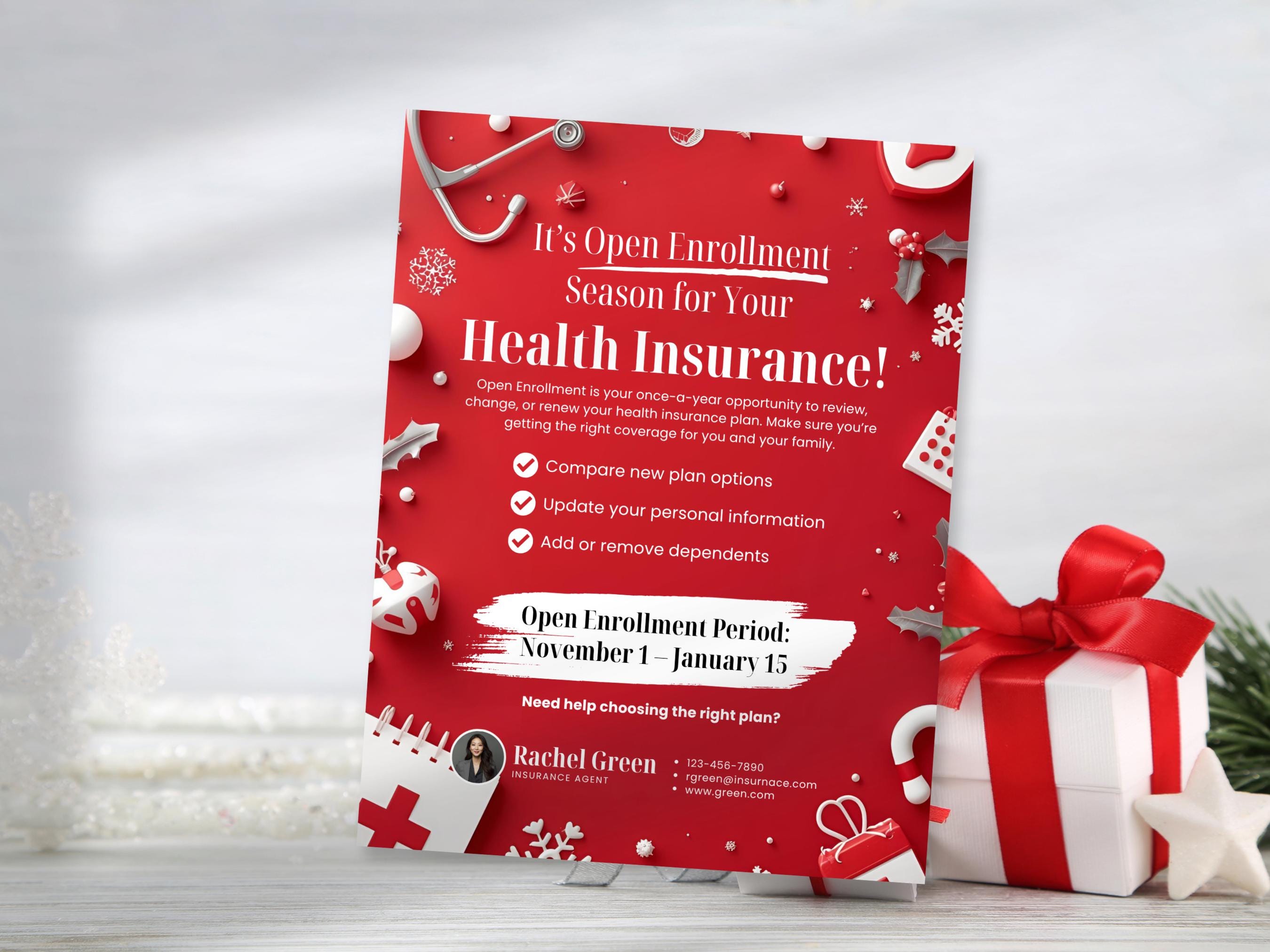 Health Open Enrollment Marketing Design for Insurance Agents, Editable ...