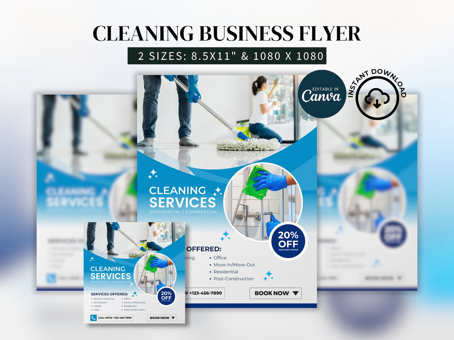 Cleaning Business Service Flyers, Social Media Templates Pro Cleaning ...