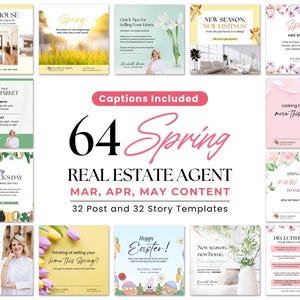 Editable Spring Real Estate Social Media Bundle, Customizable Canva ...