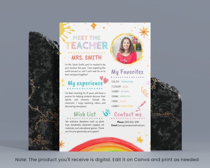 Meet the Preschool Teacher Canva Template Back to School Flyer, Welcome ...