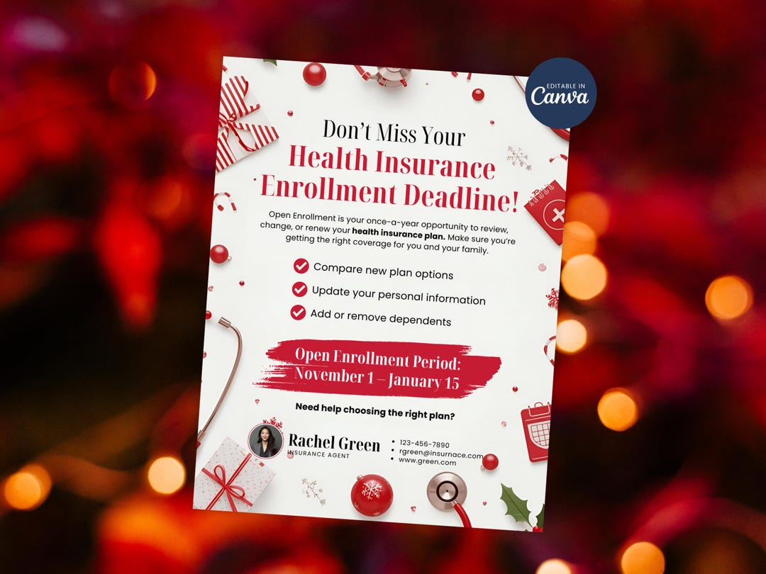 Health Open Enrollment Marketing Design, Christmas Life Insurance Flyer ...