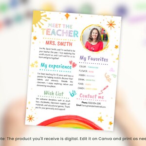 Meet the Preschool Teacher Canva Template Back to School Flyer, Welcome ...