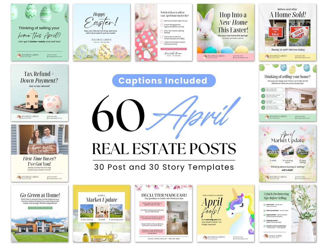 April Real Estate Social Media Template, Real Estate Easter Realtor ...