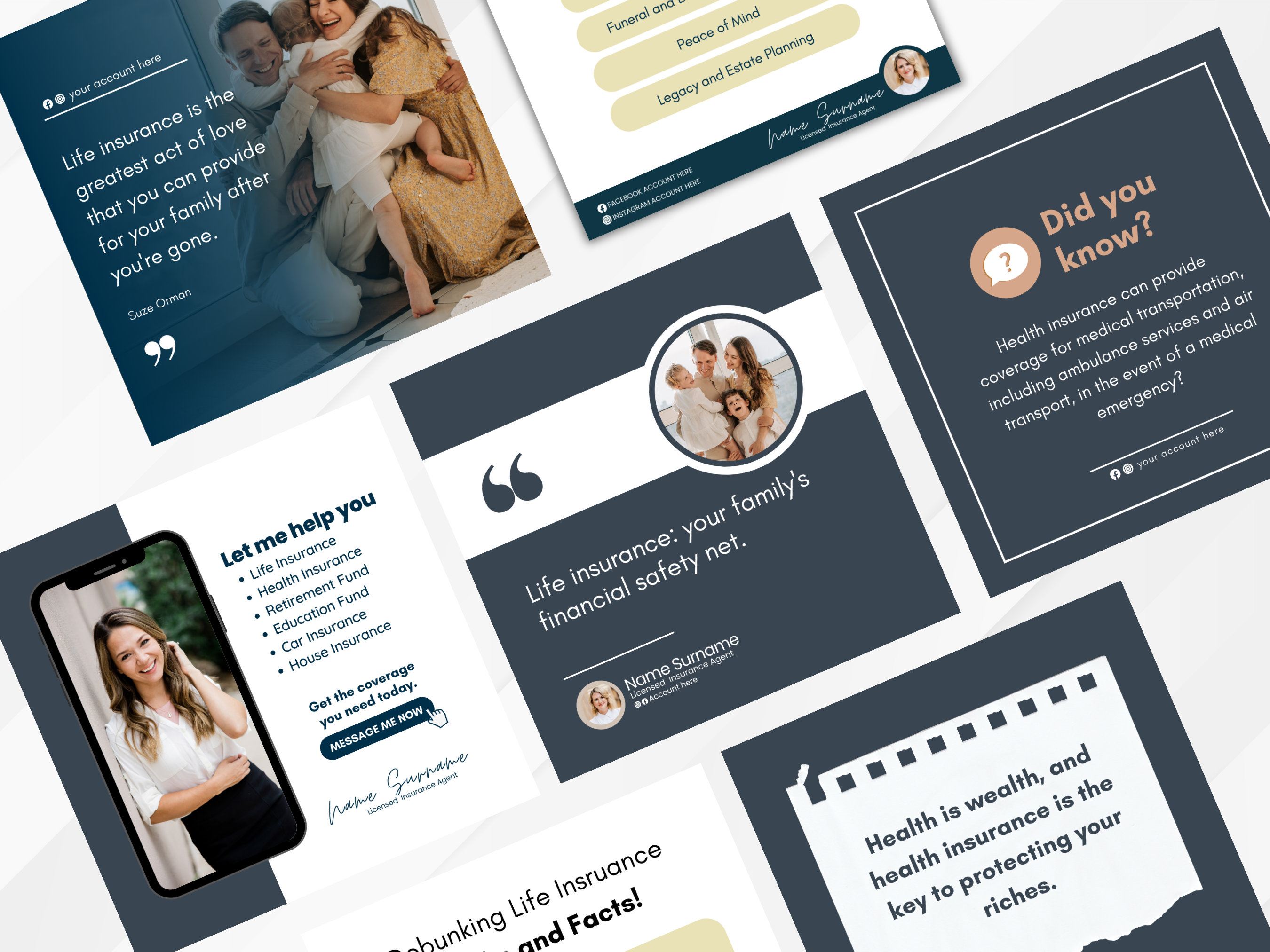 Canva Template for Insurance Agent Social Media Marketing Life ...